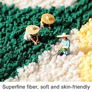 Extra Soft Flocking Green Bath Mats 18" X 26" Absorbent Non-Slip Bathroom Rugs Microfiber Shag Thick Carpet Cute Plant Bathroom Rugs Machine Washable Floor Mat for Tub Shower Bath Room