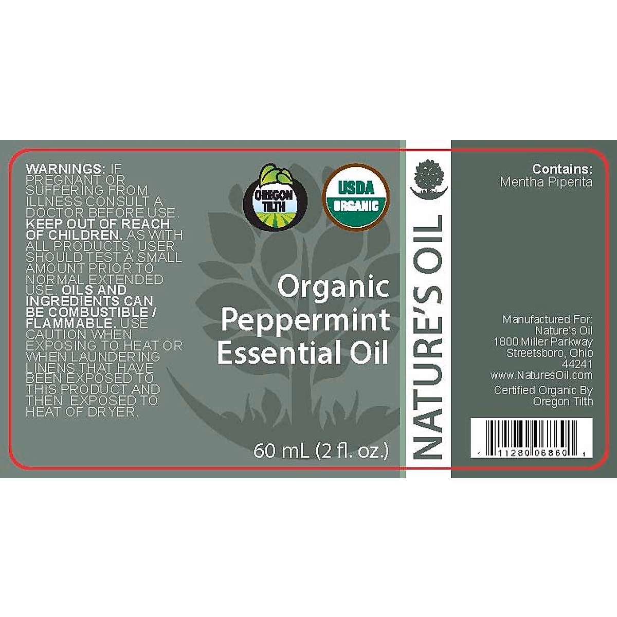 Best Peppermint Essential Oil Pure Certified Organic Therapeutic Grade 60ml