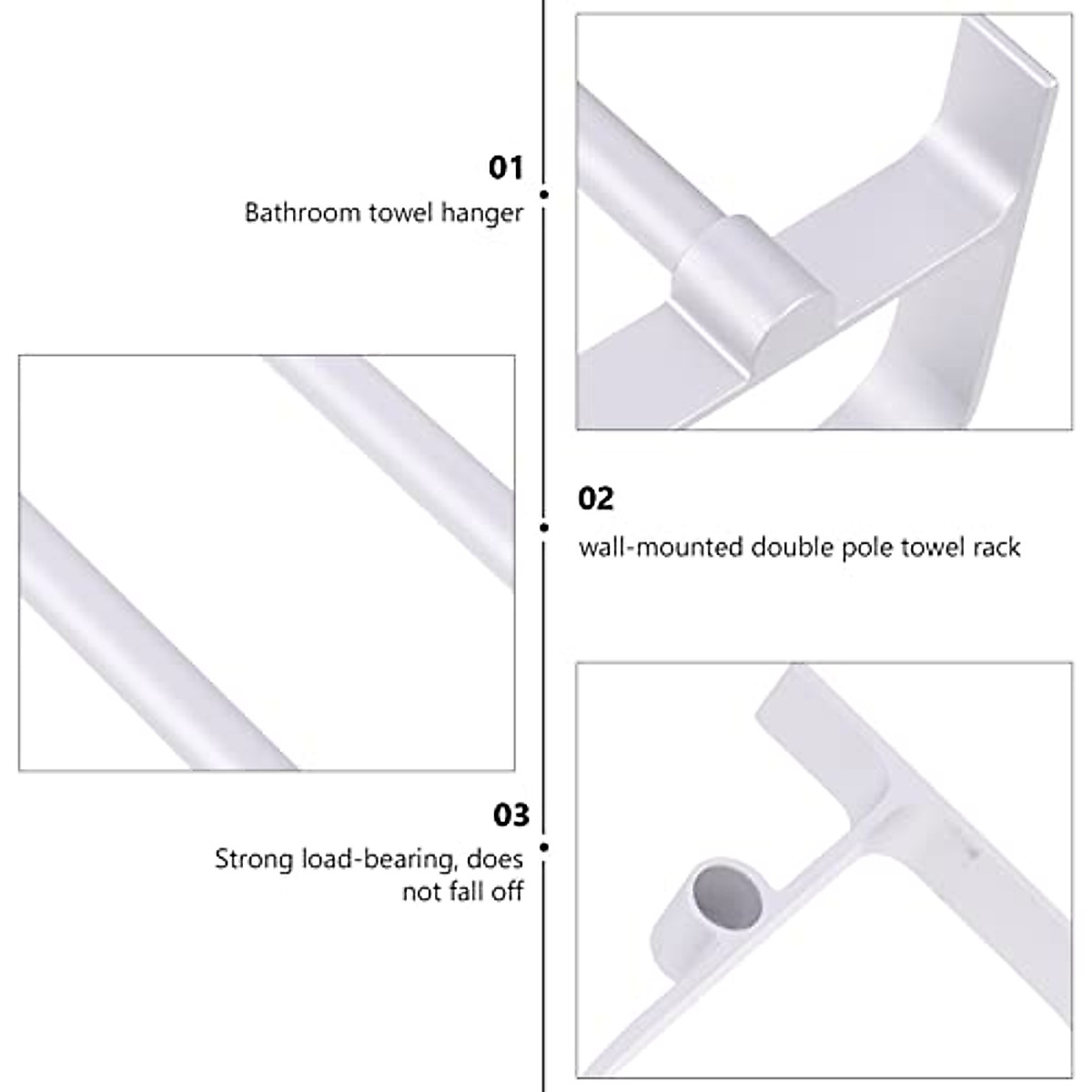 Cabilock 1 Set Hook White Holder Holders Clothes Nail Rod Mounted Cm Wrap Double Towel Rack Racks Free: Bar Punching Hanger Wall Steel Stainless Paper Robe Organizer Hangers Nail-Free