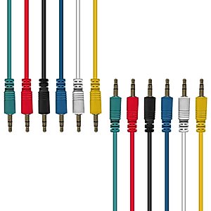 AxcessAbles 1/8 (3.5mm) TRS to 1/8 (3.5mm) TRS Balanced Minijack Stereo Patch Cables| Headphone Jack|1/8 aux Cable Bundle| 3.5mm Stereo Aux Audio Cables Multi-Color 6-Pack (1.5ft)