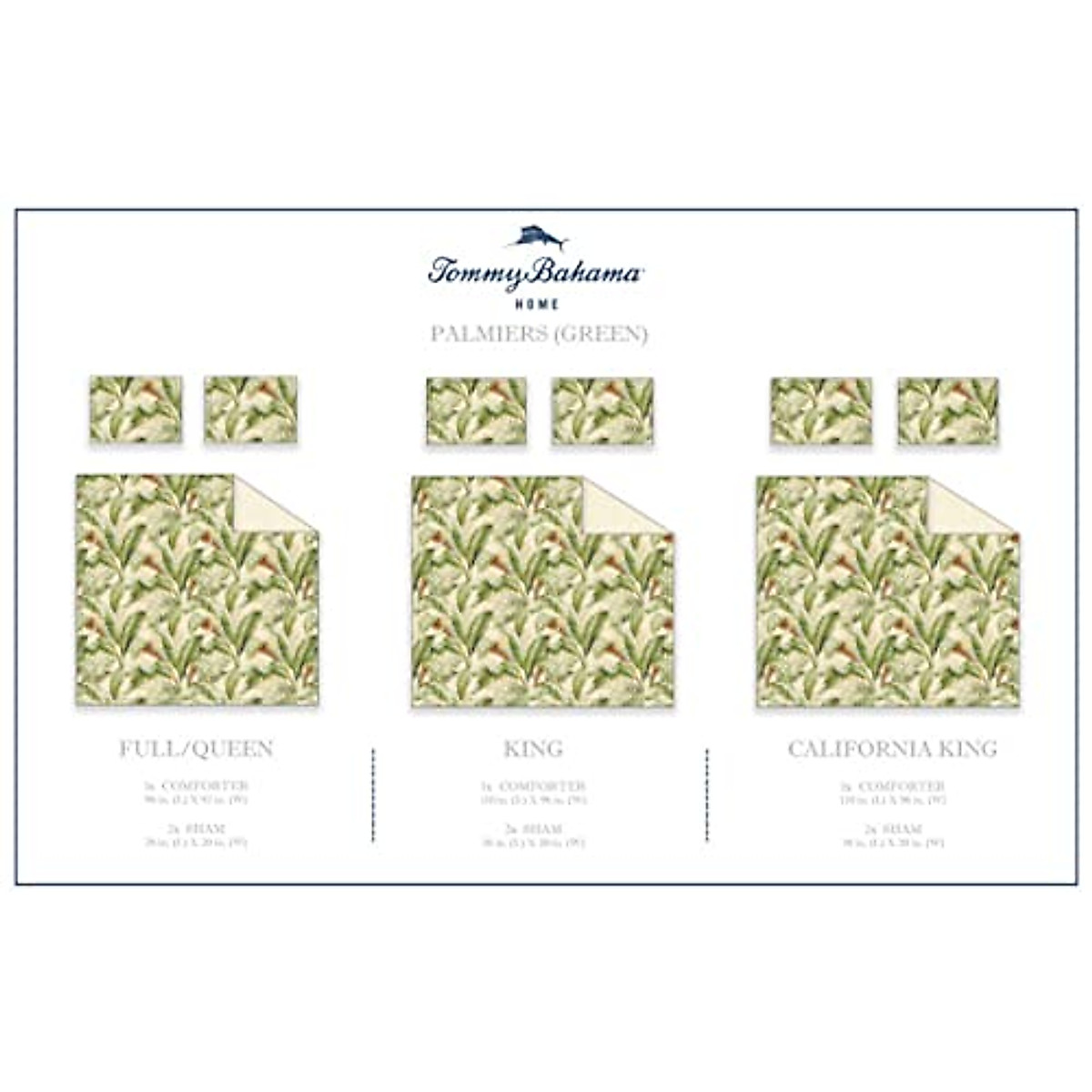Tommy Bahama - California King Comforter Set, Cotton Sateen Bedding with Matching Shams & Bedskirt, Home Decor for All Seasons (Palmiers Green, California King)