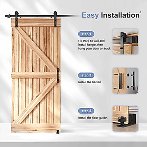 EaseLife 6.6 FT Sliding Barn Door Track and Handle Hardware Kit,Heavy Duty,Straight Pulley,Slide Smoothly Quietly,Easy Install (6.6FT Track Kit for 36"~40" Wide Single Door)