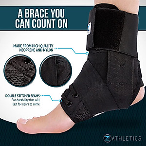 Z ATHLETICS Zenith Ankle Brace, Lace Up Adjustable Support – for Running, Basketball, Injury Recovery, Sprain! Ankle Support Wrap for Men, Women, and Children (Black, Medium)