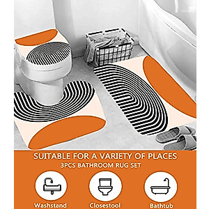 Alabohuke 4 Pcs Simple Style Shower Curtain Set, Abstract Art Bathroom Decoration Set with Rugs, Toilet Lid Cover and Bath Mat, Bathroom Curtains Set with 12 Hooks, Polyester Fabric, 72x72 Inch