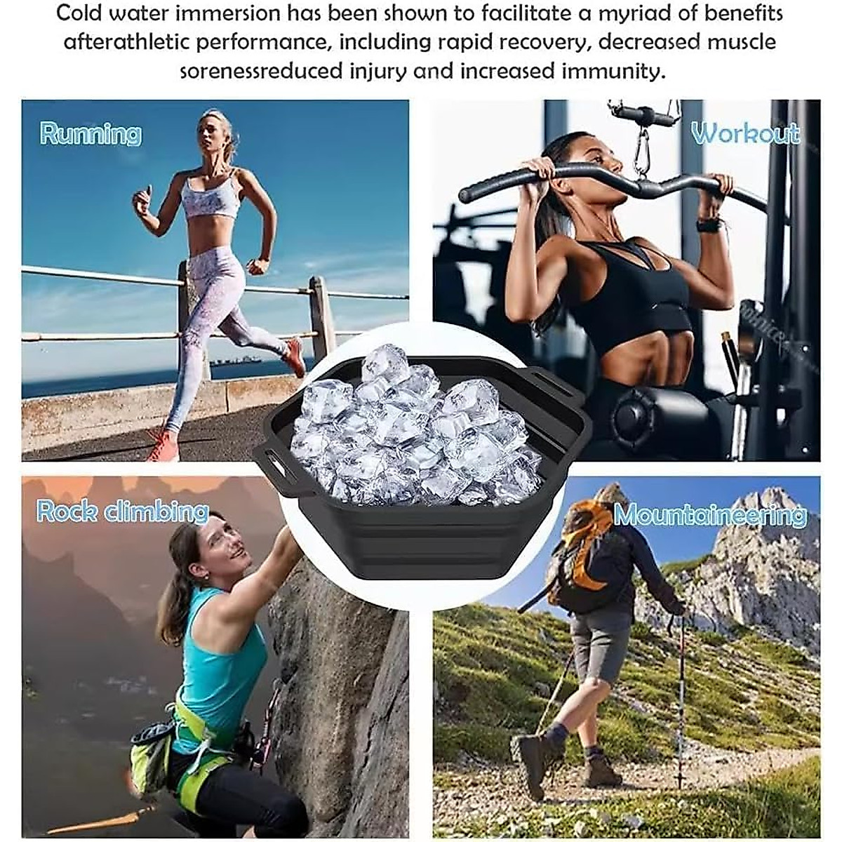 Arctic Ice Shower Kit for Recovery, Portable Quick Ice Bath Tub Mini, Foldable Silicone Ice Shower Bath Bucket