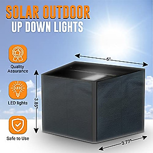 BRIGHTICONIC Solar Lights Decorative Up Down Wall Sconce Light Flood Lights Dusk to Dawn Outdoor Lighting Fixture Backyard Lights Outdoor Deck Lights Fence Solar Lamp Post Lights Outdoor Waterproof