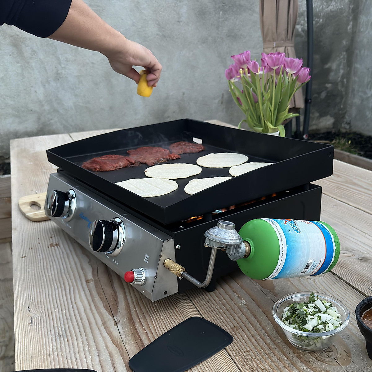 Flame King Refillable 1LB Empty Propane Cylinder Tank - Reusable - Safe and Legal Refill Option - DOT Compliant-16.4 oz (2-Pack), green (YSN164-2)