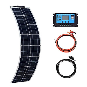 XINPUGUANG 50W Watt Solar Panel Solar Kit with 10A Solar Charge Controller Extension Cable for Battery rv Boat(White)