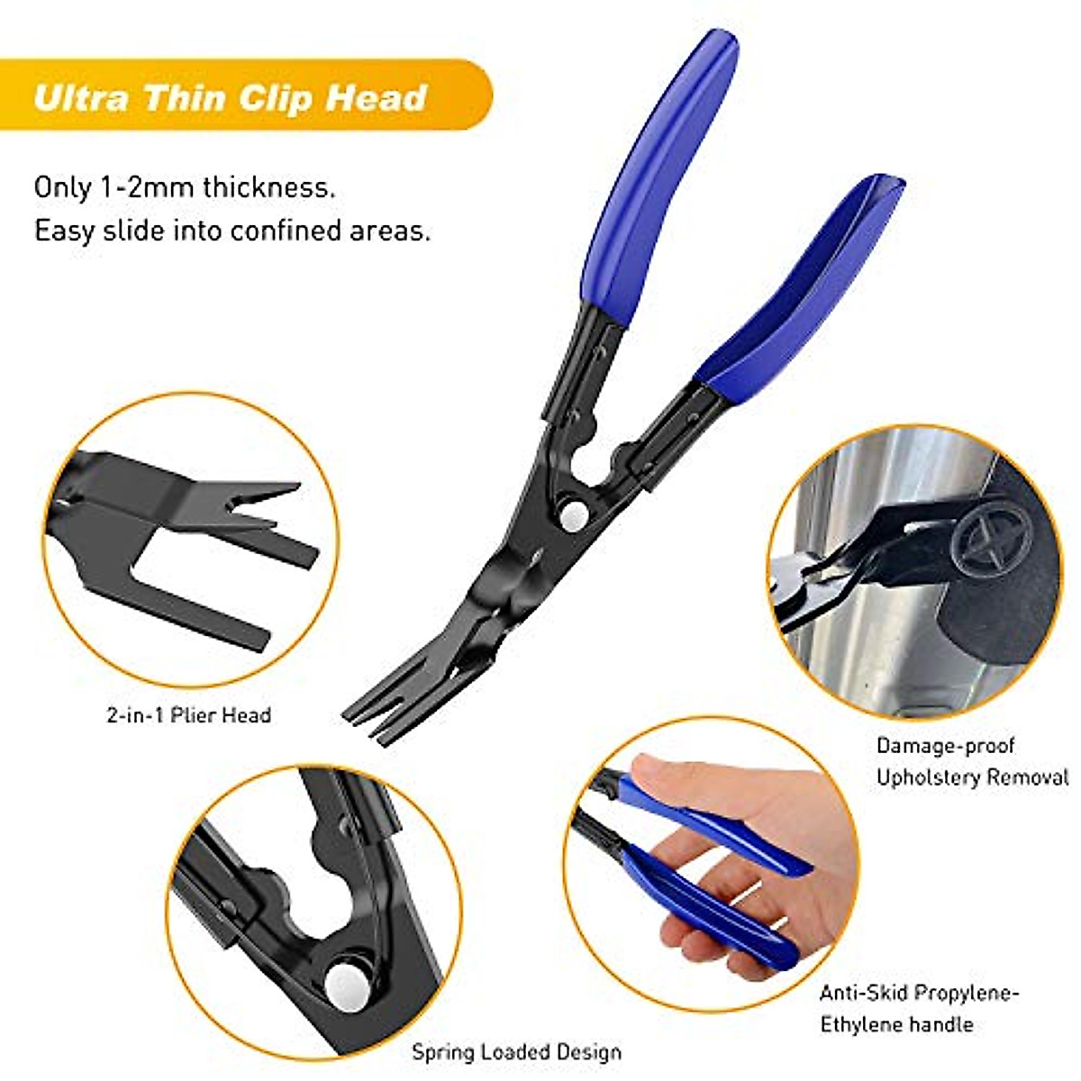 GOOACC - GRC-49 19Pcs Trim Removal Tool Set & Clip Plier Upholstery Remover Nylon Car Panel Removal Set with Portable Storage Bag