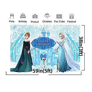 Snow White Backdrop for Birthday Party Supplies Frozen Photo Backgrounds Princess Elsa Anna Theme Baby Shower Banner 59x38in
