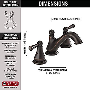 Delta Faucet Haywood Widespread Bathroom Faucet 3 Hole, Bronze Bathroom Faucet, Bathroom Sink Faucet, Drain Assembly, Venetian Bronze 35999LF-RB