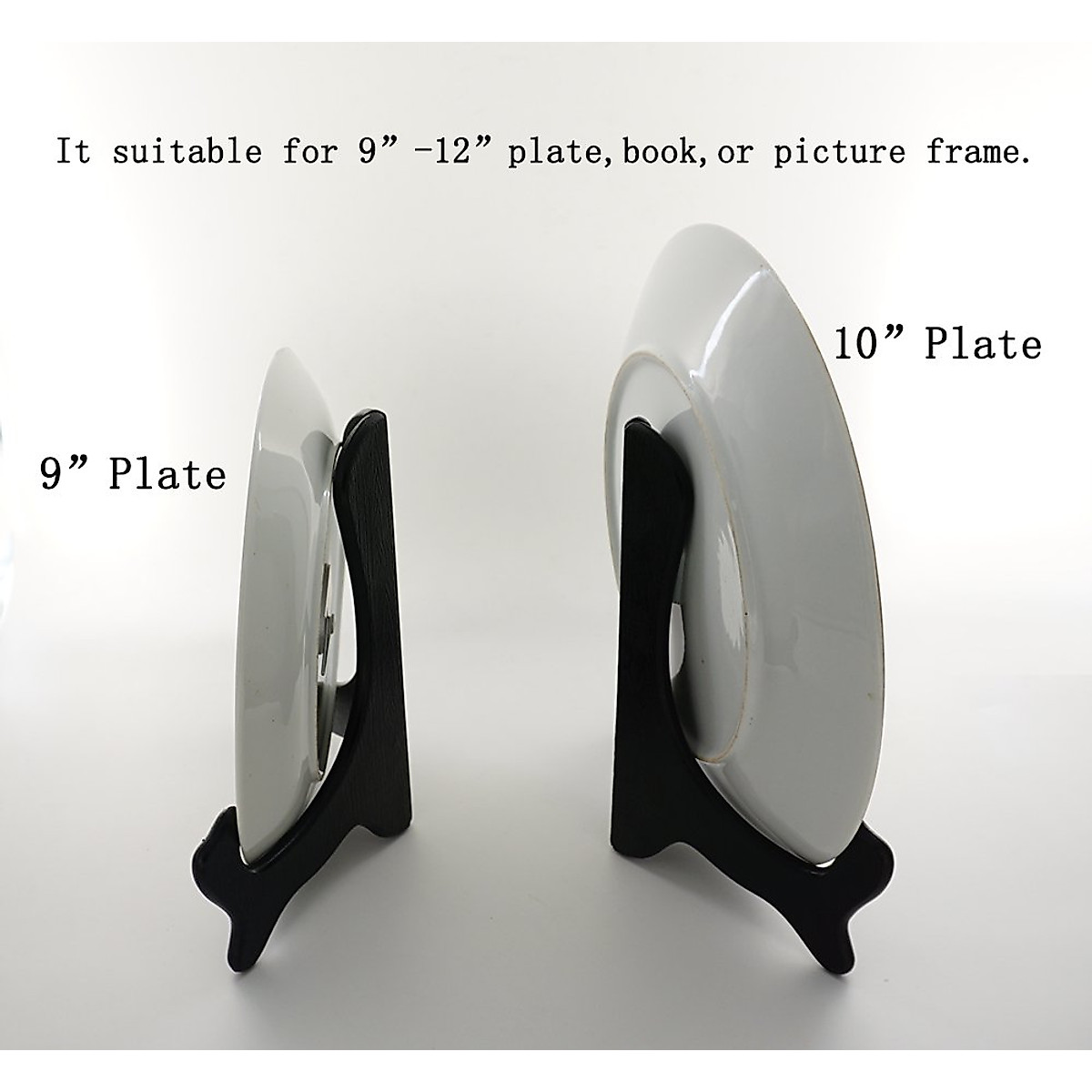 Artliving Black 8 Inch Wood-like Easels Plate Stand Holder Display Stands Picture Frame Stand-Set of 2