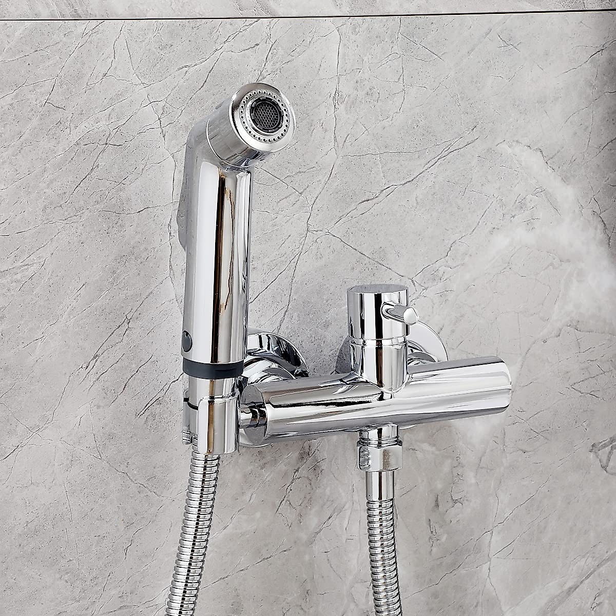 Ownace Bathroom Toilet Bidet Sprayer Set with Hot and Cold Mixing Valve Strong Water Chrome