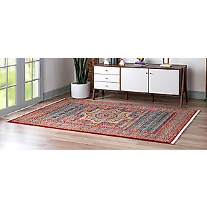 Unique Loom Palace Collection Area Rug - Saray (5' 1" x 8' Rectangle, Navy Blue/ Rust Red)