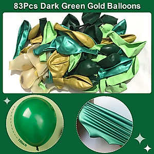 BBeipulas 83Pack Dark Green Gold Balloons 12 Inch Dark Green Metallic Gold and Confetti Balloon for Jungle Safari Birthday Party Decorations