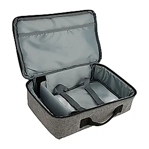 Projector Case, Projector Bag with Sturdy Handle, Portable Projector Carrying Case for Travel Gray, 13.6x7.9x4in Heavy Duty Nylon Pockets