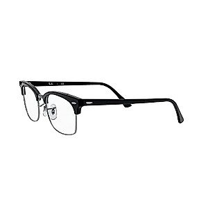 Ray-Ban RX3916VF Clubmaster Square Low Bridge Fit Prescription Eyeglass Frames, Shiny Black/Demo Lens, 55 mm