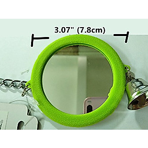 Hypeety Pet Bird Mirror with Bell Interactive Parrot Toy Bird Cage Mirror for Cockatiel Parakeets Canaries Budgie (Green)