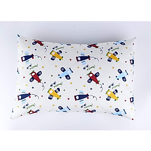 IBraFashion Toddler Pillowcases 2 Packs 100% Cotton 14x19 for 13x18, 12x16 Toddler Pillow Airplanes Printings Boys