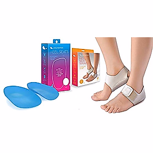 Heel That Pain Plantar Fasciitis Insoles | Heel Seats Foot Orthotic Inserts, Blue Small (Women's 5-6) & Heel That Pain Heel Seat Wraps for Plantar Fasciitis and Heel Spurs Small (Women's 5-6)