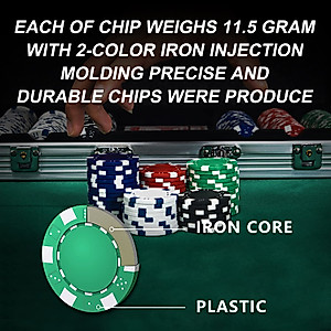 4 EVER WINNER Poker Chip Set 500PCS Professional Poker Set 11.5 Gram Casino Chips with Denominations, for Texas Holdem Blackjack Gambling Poker Set with Aluminum Case