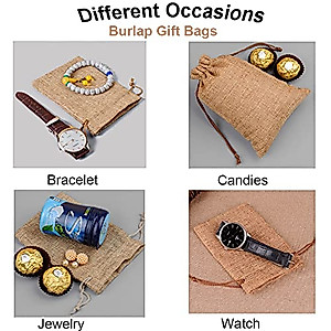 50PCS Burlap Bags with Drawstring Natural Linen Bag Gift Bag Small Jute Bag for Festivals, Gift Bags Candy bags, DIY Craft, Present, Art, Party Favors, Snacks, Jewelry and Anniversaries (50Pcs) (4*6 inch, Brown)