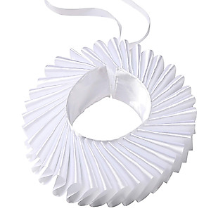 BABEYOND Renaissance Ruffled Neck Collar Vintage Clown Choker Wrap Renaissance Elizabethan Ruffle Layered Collar Scarf for Costume Party (White)