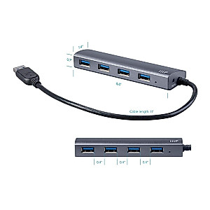 Monoprice USB 3.0 Hub, 4-Port, Aluminum Unibody Design, Up to 5Gbps, Plug and Play, Compatible with Windows and MacOS