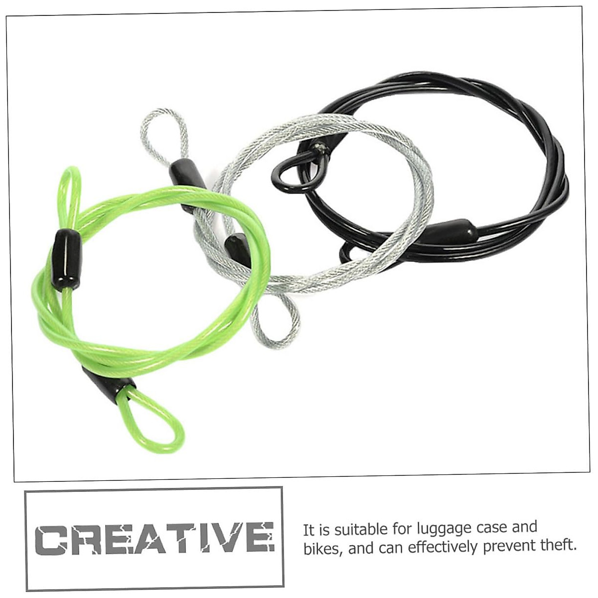 OSALADI 3pcs Wire Rope Metal Lock Steel Wire Lock Cable Green Lock Rope Road Bike Looped Bike Cable Lock Cable with Aksesuar? Kilidi Heavy Duty Bike Lock Padlock Cable Ring Security Lock