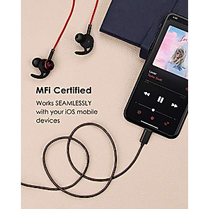 PALOVUE Lightning Earphones with Mircrophone Headphones Earbuds for Sports Workout MFi Certified Noise Isolation Compatible iPhone 14 13 12 11 Pro Max iPhone X XS Max XR iPhone 8 P 7 P NeoFlow Black