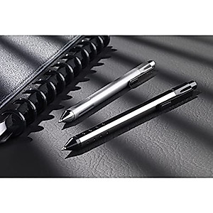 TUL® Fine Writing Solid Metal Barrel Ballpoint Pen With 2 Refills, Medium Point, 1.0 mm, Silver Barrel, Assorted Ink Colors