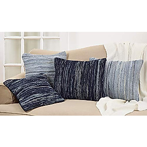 SARO LIFESTYLE Denim Chindi Throw Pillow Cover, Denim, 16"x23"