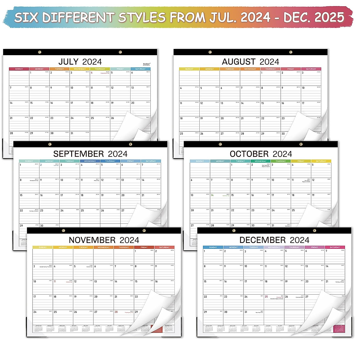 2024-2025 Desk Calendar - Large Desk Calendar 2024-2025, JULY 2024 - JUNE 2025, 17" x 12", Large Ruled Blocks, Tear Off, Corner Protectors, Desk/Wall Calendar for Planning and Organizing