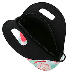 HAPLIVES Insulated Neoprene Lunch Bag Tote with Detachable Adjustable Shoulder Strap Thermal Waterproof Outdoor Picnic Work,Office,Lunch Box For Adult(Two Flamingos)