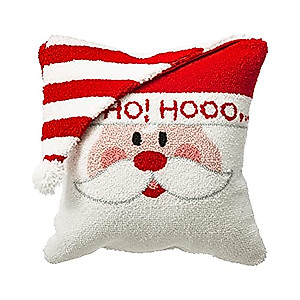 glitzhome 2PK Hooked Merry Christmas 3D Santa Throw Pillow Filled Cushion Sofa Decorative Pillow 14" L x 14" W