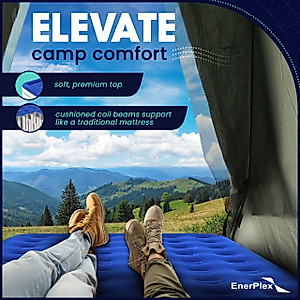 EnerPlex Camping Air Mattress with Built in Pump - Queen Blow Up Mattress for Travel & Guests - Portable Bed for Adults and Kids - Grey