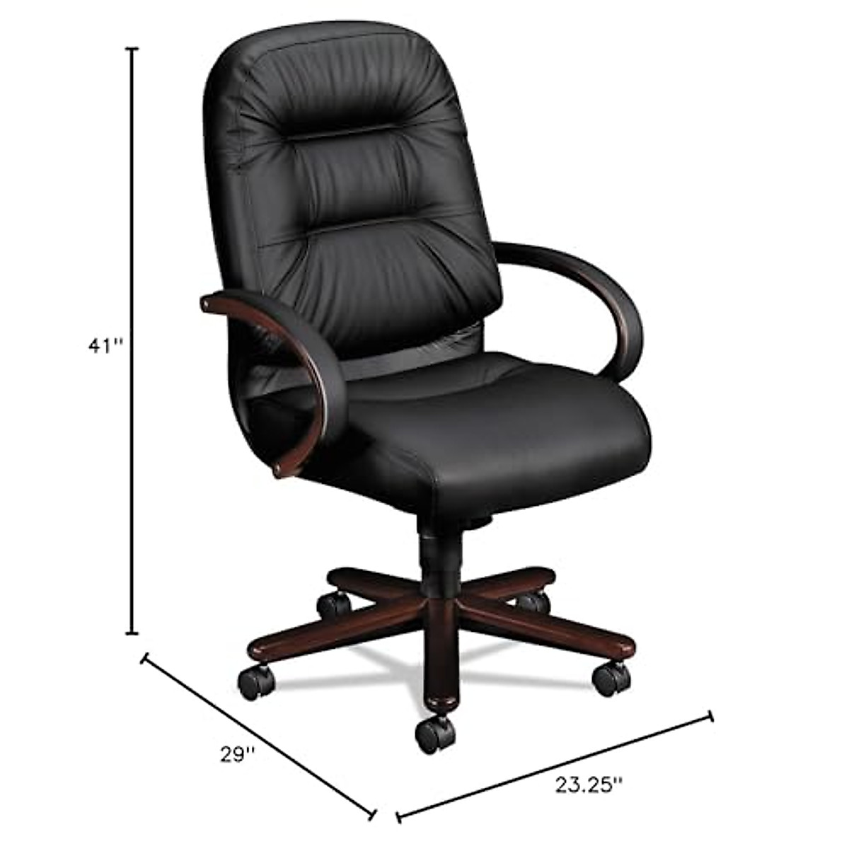 HON 2191NSR11 2190 Pillow-Soft Wood Series Executive High-Back Chair, Mahogany/Black Leather