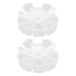 Juvielich Clear Plastic Organizer Box,Fixed 8 Grids Round Storage Container Jewelry Box with Separate Cover,for Beads Art DIY Crafts Jewelry Fishing Tackles 4.06"x4.06"x0.94"(LxWxH) 2PCS