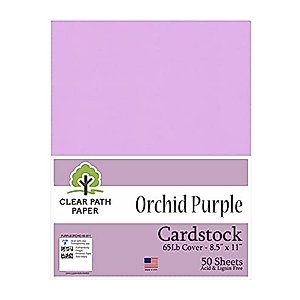 Orchid Purple Cardstock - 8.5 x 11 inch - 65Lb Cover - 50 Sheets - Clear Path Paper