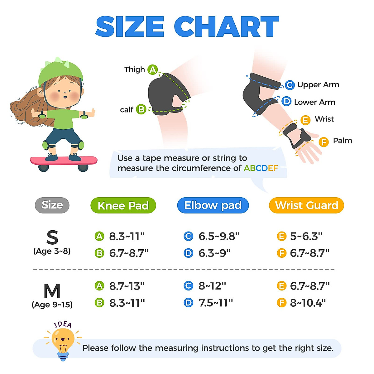 Kids/Youth Knee Pad Elbow Pads Guards Protective Gear Set for Roller Skates Cycling BMX Bike Skateboard Inline Skatings Scooter Riding Sports (Black, Small (3-8 years))