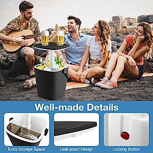 Giantex Cooler Outdoor Side Table - 4 Gallon Portable Beer Wine Ice Bucket with Handle, Lift Top Lid, Bottle Opener, Patio Cool Bar Table for Cocktail Beach Backyard Party Poolside Picnic (Black)