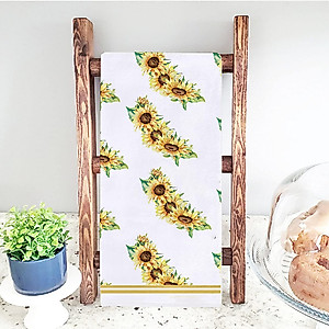 Set of 2 Watercolor Sunflower Kitchen Dish Towel 18 x 28 Inch, Seasonal Spring Summer Sunflower Truck Tea Towels Dish Cloth for Cooking Baking