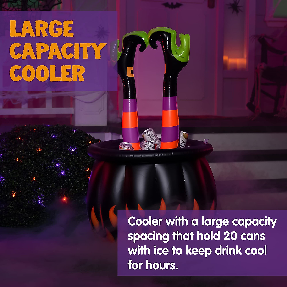 JOYIN 3.2FT Halloween Inflatable Witch Legs in Cauldron Cooler, Halloween Cooler for Drinks, Decoration Theme Party Décor, Party Supplies for Halloween Parties, Lawn Inflatables Home Family Outside