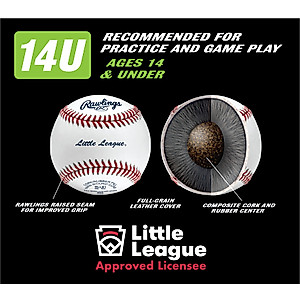 Rawlings | Little League Baseballs | Competition Grade | RLLB1 | Youth/14U | 12 Count White