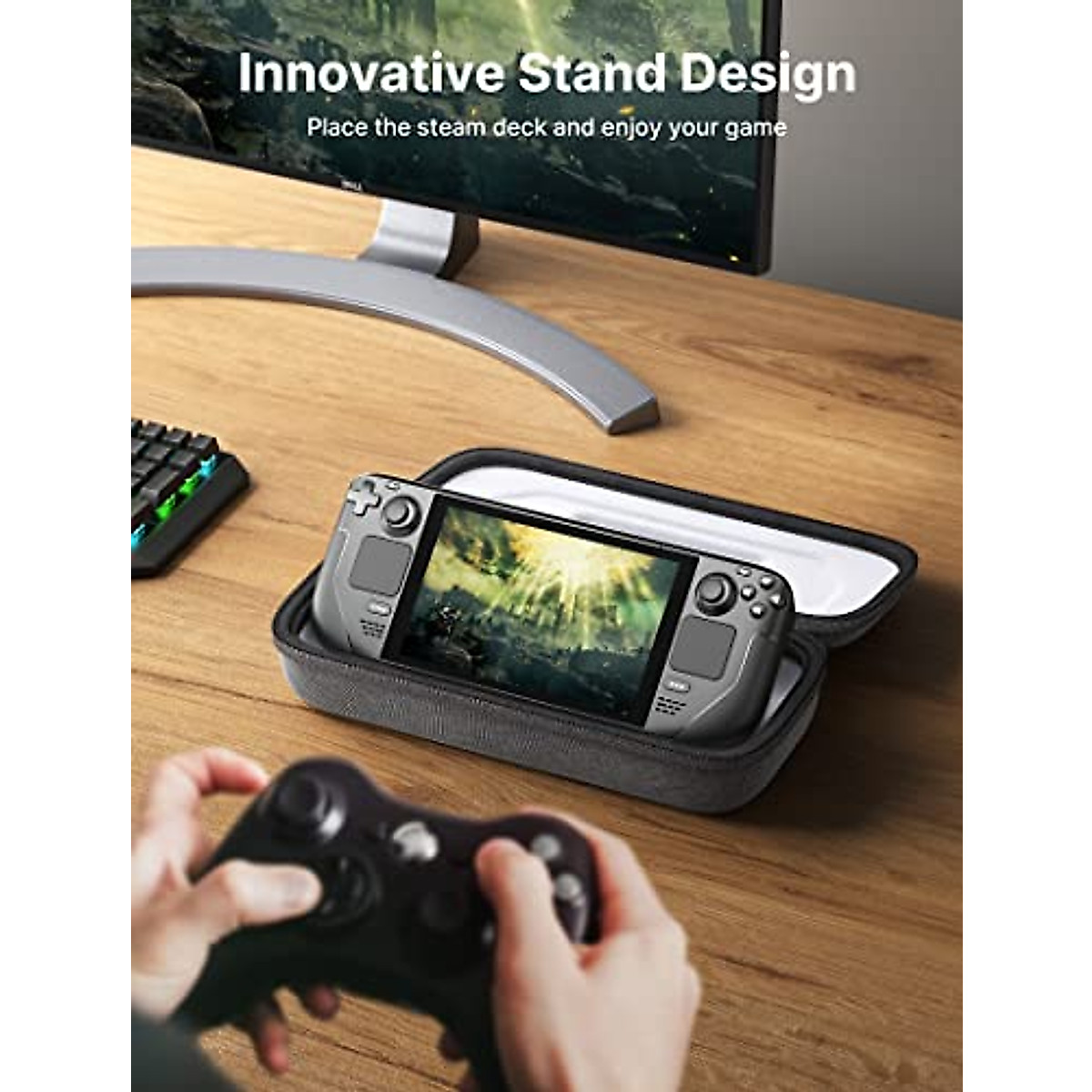 JSAUX Carrying Case Compatible with Steam Deck, Protective Hard Shell Carry Case Built-in Charger & Docking Station Storage(Upgrade), Portable Travel Case for Steam Deck Console & Accessories - BG0106