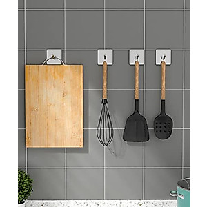 VIVII 6 Pack Adhesive Hooks, 3M Self Adhesive, Metal Wall Hooks Hanger Sticky Hooks for Keys Bags Bathrobe Clothes Hat Towel Garment Nickel, Kitchen Bath Room, Living Room, Office, No Drilling Needed