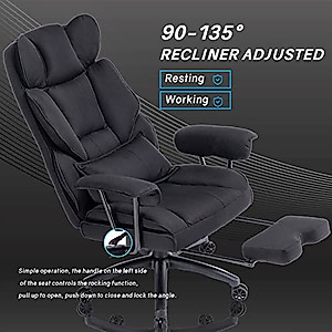 Efomao Desk Office Chair Big High Back Chair Fabric Computer Chair Managerial Executive Swivel Chair with Lumbar Support (Green) (Black)