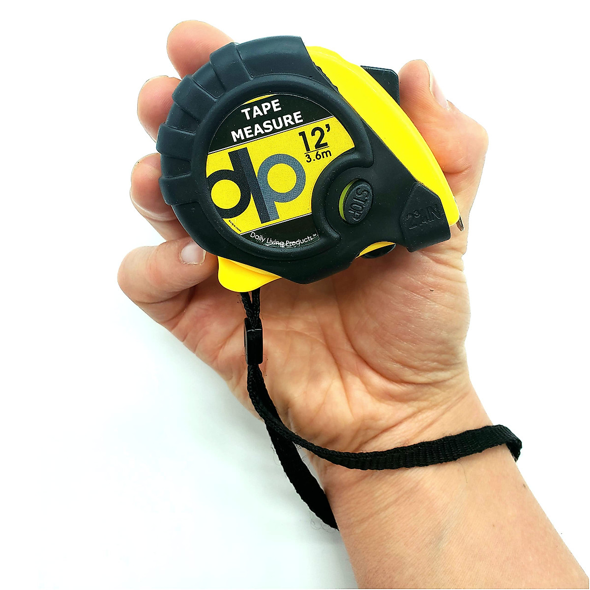 Daily Living Products Small Yellow Tape Measure 3-Pack - Measurement Tape with Standard & Metric - Tape Measure Retractable - Measuring Tape Retractable with Pause Buttons - Easy Read Tape Measures