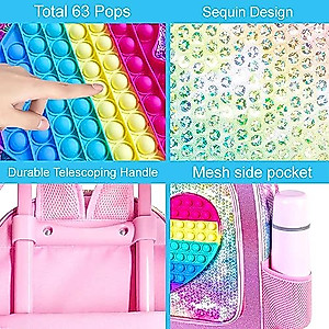 CCJPX 3PCS Kids Rolling Backpack for Girls, Unicorn Roller Wheeled Bookbag Toddler Elementary School Bag with Wheels Pink