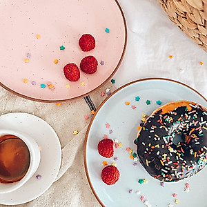 Mora Ceramic Plates Set, 7.8 in - Set of 6 - The Dessert, Salad, Appetizer, Small Dinner etc Plate. Microwave, Oven, and Dishwasher Safe, Scratch Resistant. Kitchen Porcelain Dish - Assorted Colors